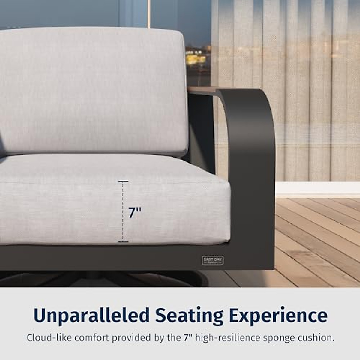 EAST OAK PCS23003 Outdoor Furniture, 3 Pieces Patio Set, Dark Grey