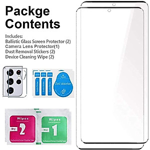 [2+1 Pack] Galaxy S21 Ultra Screen Protector 5G 6.8", Compatible Fingerprint, 9H Hardness, Full Coverage 3D Curved Tempered Glass Screen Protector for Samsung Galaxy S21 Ultra