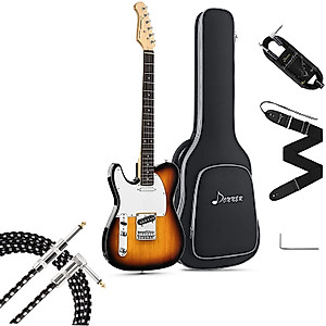Donner Electric Guitar Cable 10 ft & 39 Inch Left Handed Electric Guitar with Bag, Strap, Cable,DTC-100SL