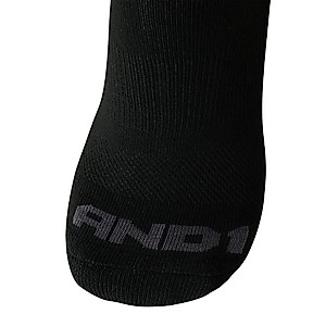 AND1 Men's Socks - Athletic Cushion Quarter Cut Socks (24 Pack), Size 6-12.5, BlackGrey