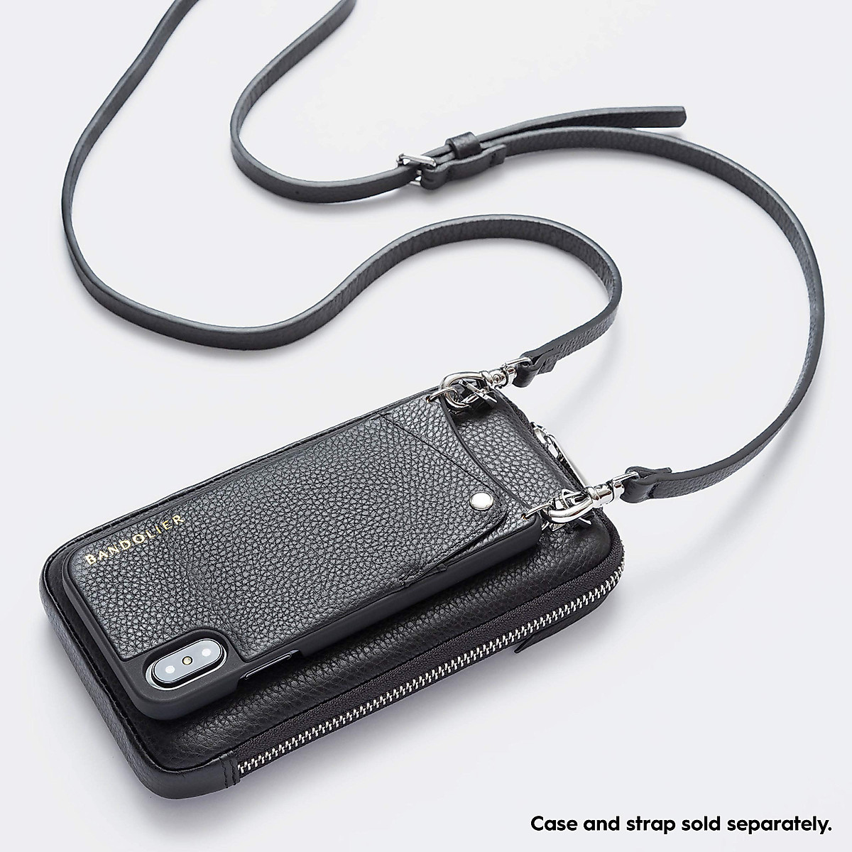 Bandolier Expanded Zip Pouch - Black/Silver - Phone Case & Strap Sold Separately