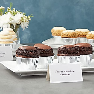 100 Pack Name Cards for Table Setting, Tent Place Cards with Silver Foil Border for Wedding, Banquets, Events, Reserved Seating Dinner Place Cards Blank (3.5 x 2 In)