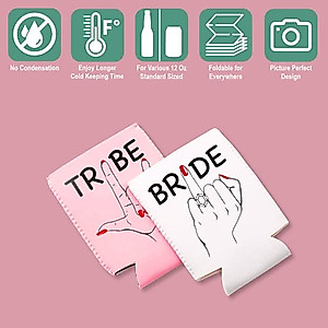 Bachelorette Party Decorations Ring Finger Can Cooler - 10 Count | Neoprene Drink Holder Sleeve, Pink + White Party Favors, Bridesmaid Gifts - Bride Tribe Koozies