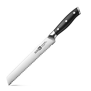 Klaus Meyer Stahl High Carbon Exclusive German Steel 8 inch Bread Knife (Black)