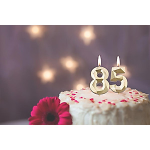 2 inch Gold 85 & 58 Birthday Candles, 3D Diamond Number 85th & 58th Cake Topper for Men Women Birthday Party Decorations Theme Party