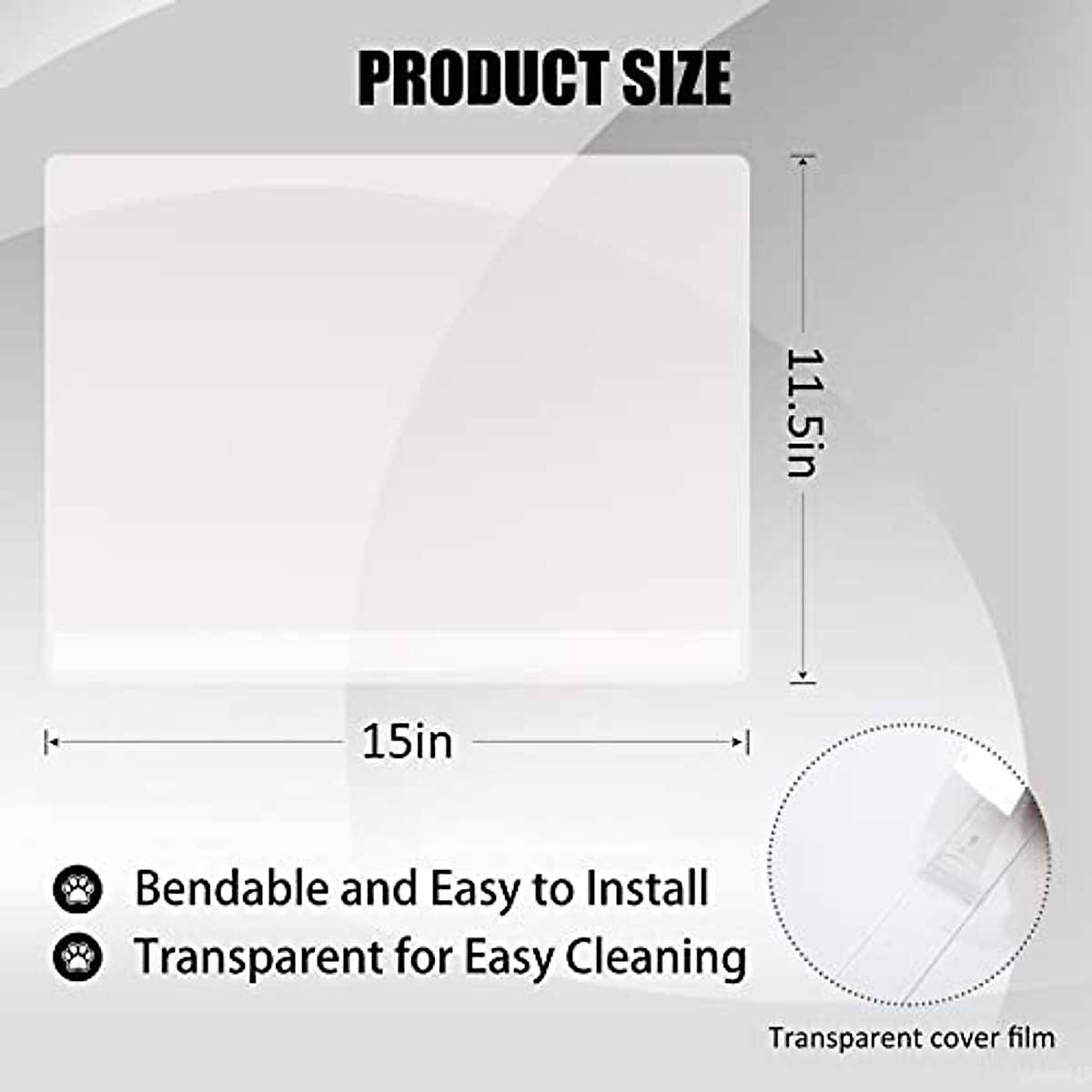 3Pcs Cat Litter Box Pee Shields,Transparent Easy Clean Litter Box Splash Guard for Open Top Litter Pan 14.5×11.5in- Litter Box Not Included