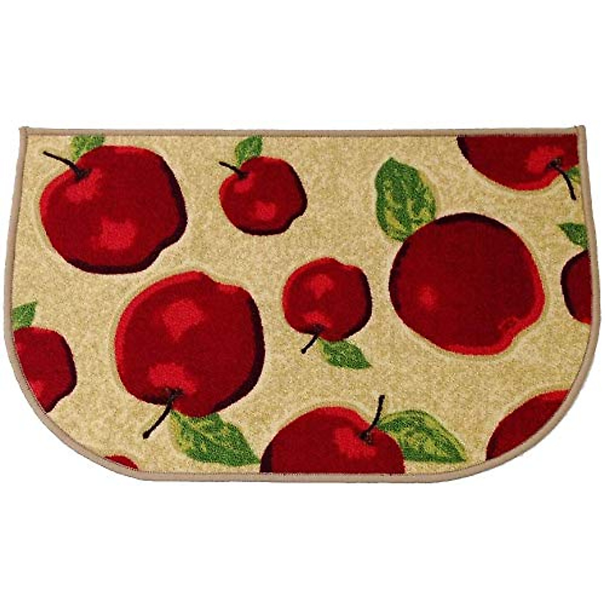 Wolala Home Half Round Skid Resistant Kitchen Mat Latex Backing Red Apple Area Rugs Machine Washable Half Cricle Doormat Bathroom Foot Pads Slice (1'6x2'6)