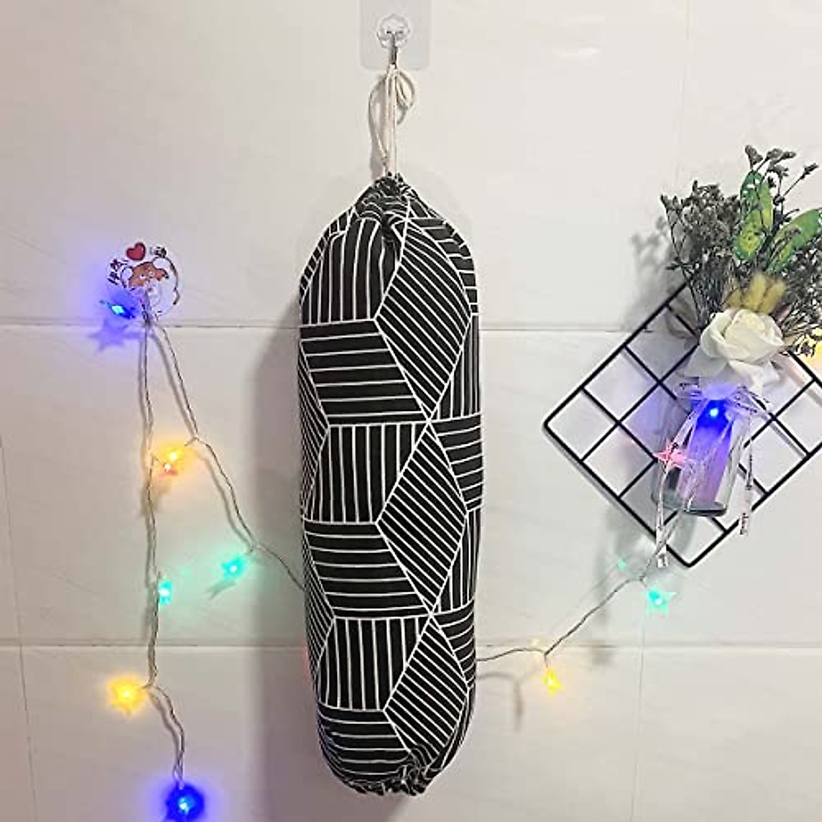 2Pcs Plastic Bag Holder, Large Grocery Bags Holders, 22x9 in Wall Mount Plastic Bag Organizer for Home, Office, Kitchen, Warehouse (Black, White)