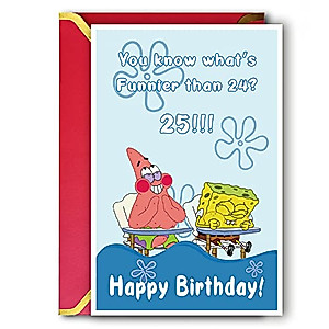 Funny 25th Birthday Card for Friend, 25th Birthday Gifts for Women, Cute Spongebob Patrick Star Meme Card for Girlfriend, Humorous 25th Birthday Card for Sister Brother, You Know What's Funnier Than 24?