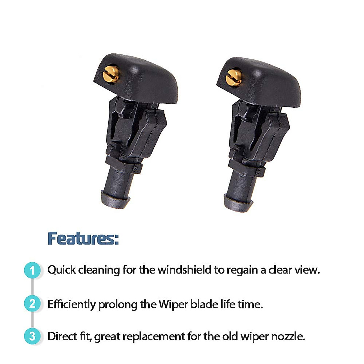 Front Windshield Washer Nozzles kit Replaces 3W7Z17603AA Compatible with 2004-2013 F150 2009-2017 Ford Flex Spray Jet Kit 2 PCS