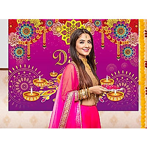 Funnlot Wall Backdrop for Diwali Festival Decorations - 5.9 x 3.2ft Banner for Happy Diwali Photo Booth