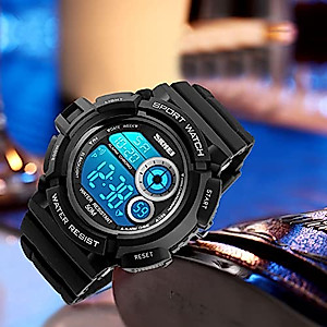 FANMIS Mens Military Multifunction Digital LED Watch Electronic Waterproof Alarm Quartz Sports Watch (U Black)