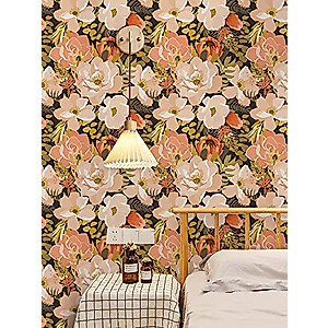 Floralplus Boho Peel and Stick Wallpaper Floral Removable Wallpaper Peel and Stick Boho Stick On Wallpaper Renter Friendly Wallpape for Bedroom Bathroom Wallpaper 17.7 * 118in