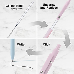 LINFANC Gel Pens 5pcs Cute Pens Medium Point 0.7mm Pen Black Ink Pens for Journaling Aesthetic Pens Gel Pens School Supplies Black Pens Gel Ink Pen Office Supplies