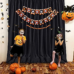 Hiasan Black Backdrop Curtains for Parties, Polyester Photography Backdrop Drapes for Family Gatherings, Wedding Decorations, 5ftx10ft, Set of 2 Panels
