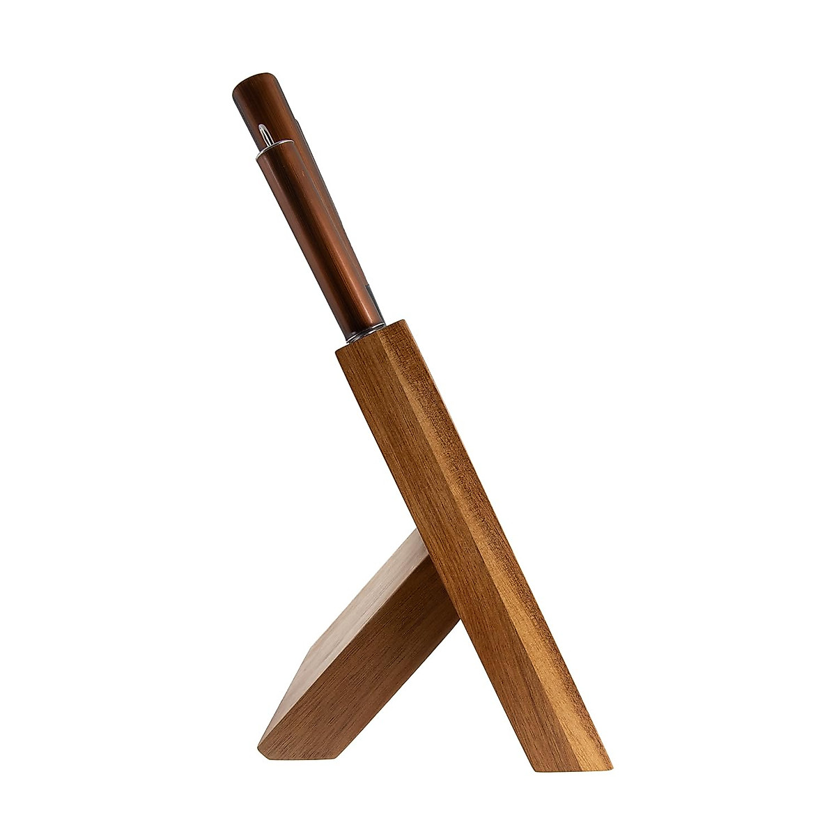 Knife Set with Block, KAV 7pc Kitchen Knives and Sharpening Rod, Stainless Steel Knife Set in High Carbon Matte Black, Chef's Slicing Bread Utility Knifes, Modern Wooden Block Open Face