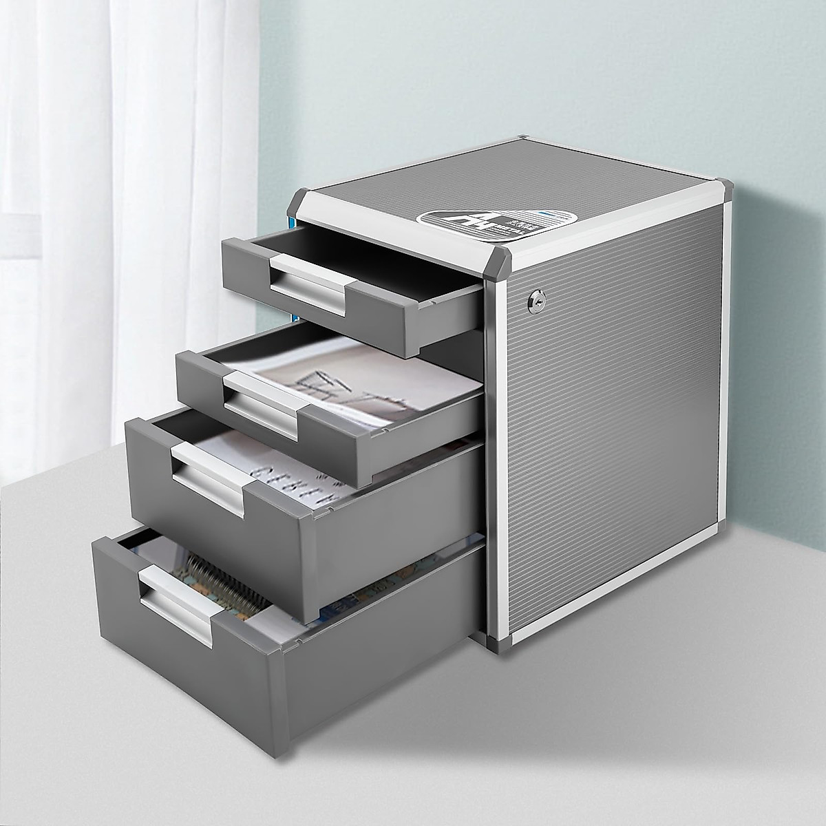 DDBESSIC File Cabinet, 5 Drawer Lateral Filing Cabinet with Lock Desk Cabinet Storage Home Office Lockable Desk Storage Organizer with Drawers