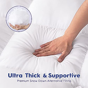 ABENE Queen Mattress Topper for Back Pain Relief, Extra Thick Mattress Pad Pillowtop, Soft Mattress Protector Cover with 8"-21" Deep Pocket, Overfilled Down Alternative Filling