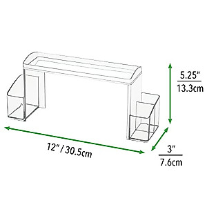 mDesign Small 2-Tier Plastic High-Rise Bathroom Cabinet Organizer - Vitamin Bottle, Medicine, Makeup Storage Shelf for Sink, Counter, and Vanity - Perfect for Hair Product Organization - 2 Pack, Clear