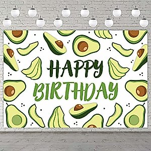Hello Avocado Mexican Happy Birthday Banner Background Decorations Holy Guacamole Theme Decor for 1st Birthday Party Mexican Fiesta Baby Shower Bridal Engagement Backdrop Supplies Photo Studio Props