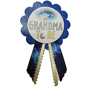 Galaxy Baby Shower Pins for Family to Wear at Gender Reveal Outer Space Theme Rockets It's a Boy Sprinkle (grandma pin)