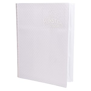 Monster Protectors 9 Pocket Trading Card Binder - Holofoil White w White Pages Album, Anti-Theft TCG Protection w Side Loading Padded Pockets, Double Sided, Holds 360 Cards, Sport, Kpop, Xmas Gift
