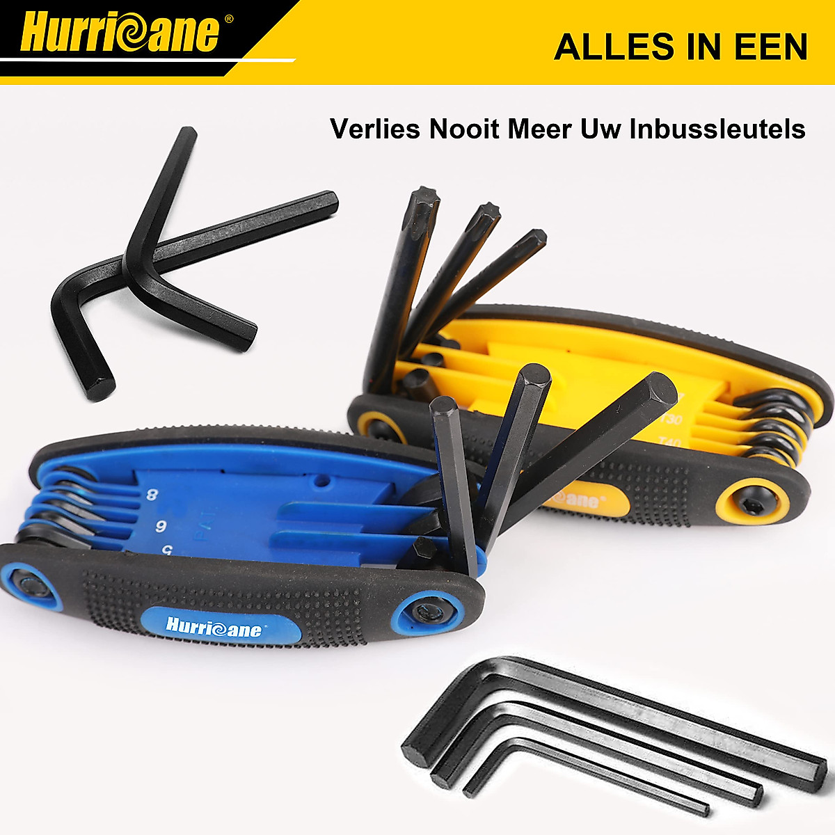 HURRICANE 25 Piece Folding Allen Wrench Set, SAE, Metric, Torx Set, Chrome Vanadium Steel, 3 Pack Portable Allen Key Set for Basic Home Repair and General Applications