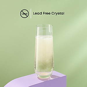 JoyJolt Milo Stemless Champagne Flutes Set of 8 Crystal Glasses. 9.4oz Champagne Glasses. Prosecco Wine Flute, Mimosa Glasses Set, Cocktail Glass Set, Water Glasses, Highball Glass, Bar Glassware