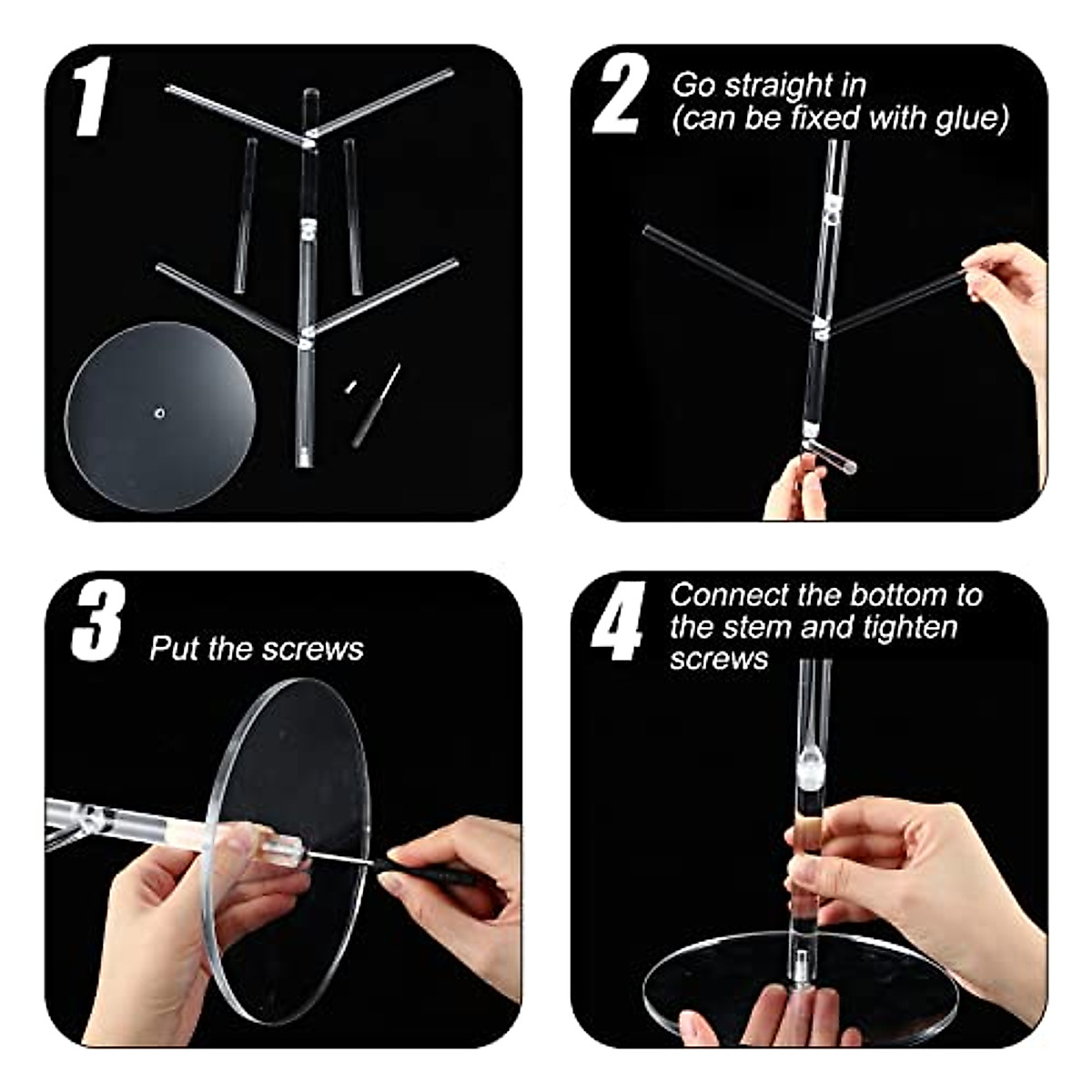 Acrylic Scrunchie Holder Organizer Stand Angled Branches Scrunchie Holder Stand Accessories Jewelry Hair Tie Organizer Storage Holder Bracelet Earrings Holder Y2k Room Decor for Girls Teen (Clear)