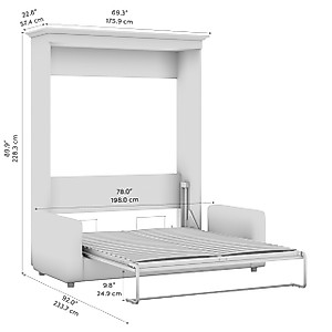 Bestar Versatile Queen Murphy Bed with Sofa, White 78-inch Space-Saving Wall Bed for Multipurpose Guest Room
