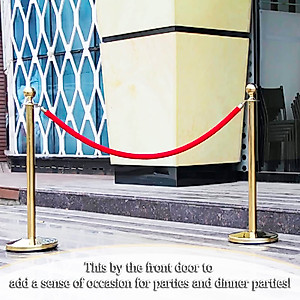 Gold Crowd Control Stanchions, Red Velvet Rope Stanchion Set, Stanchion Posts Queue Pole with 5 ft/1.5 m Red Velvet Rope - Stanchions and Velvet Ropes for Movie Theater (38 Inch, 4Pcs)