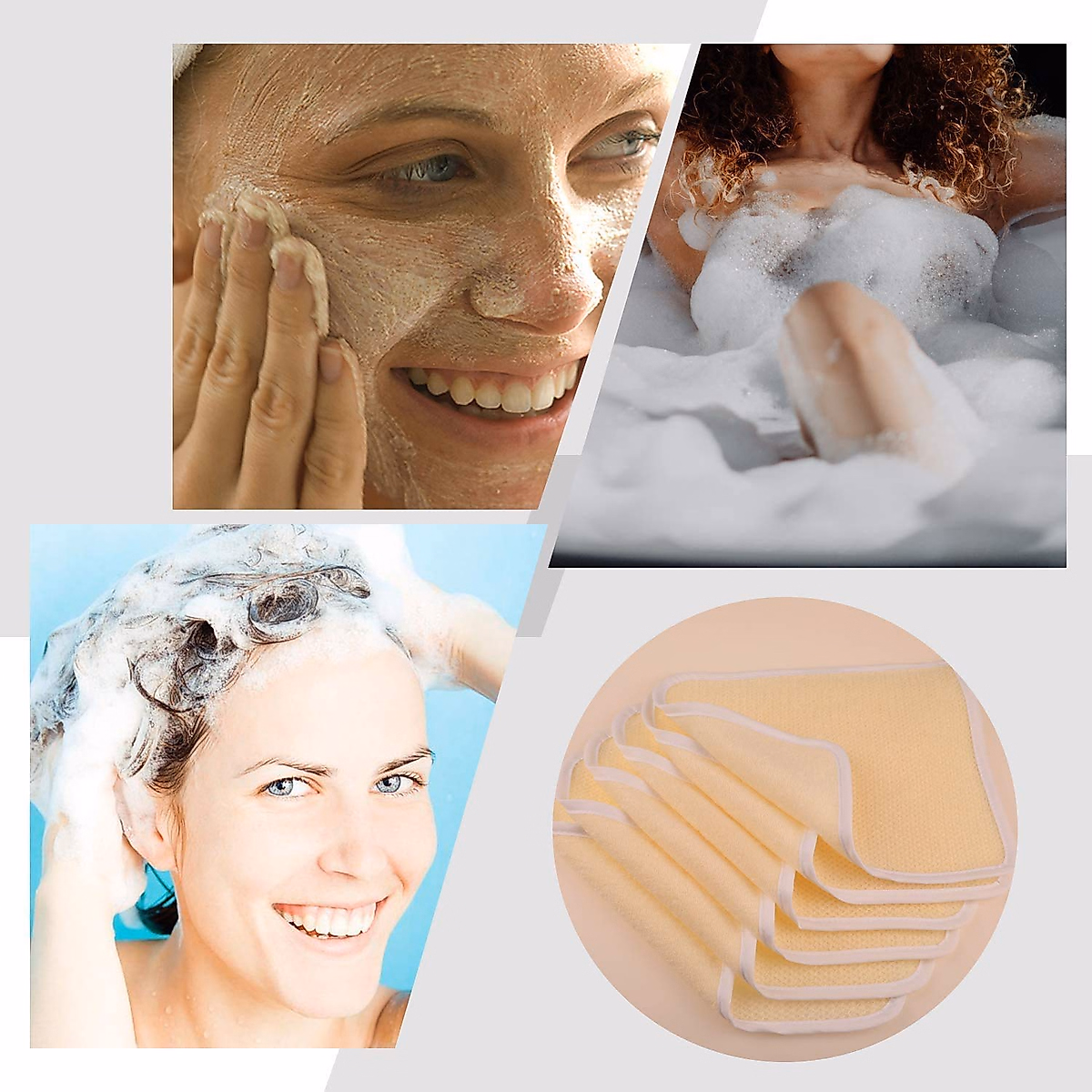 PHOGARY 6 Pack Exfoliating Wash Cloths for Body Scrub and Face Clean, Dual-Sided Exfoliating Wash Towels Bath Washcloths for Men Women Skin Massage Spa - Rough Exfoliating Side and Soft Terry Side