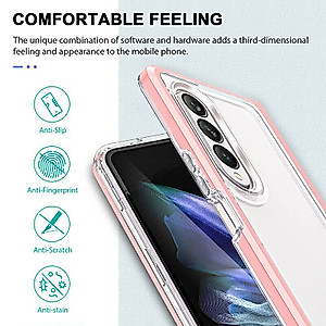 for Samsung Galaxy Z Fold 3 5G Slim Shockproof TPU Anti-Yellow Hard Premium Anti-Scratch Shockproof Acrylic Transparent Case Cover for Samsung Z Fold 3 5G Pink