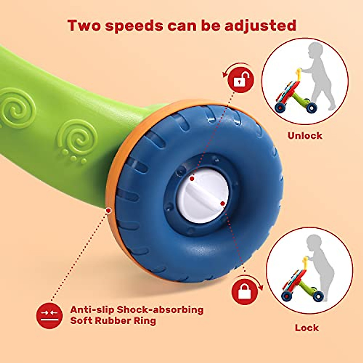 CUTE STONE Sit-to-Stand Learning Walker, 2 in 1 Baby Walker, Early Educational Child Activity Center, Multifunctional Removable Play Panel, Baby Music Learning Toy Gift for Infant Boys Girls