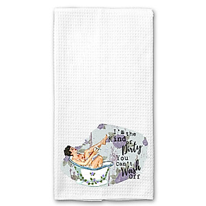 I"m the Kind of Dirty you Can't Wash Off Funny Vintage 1950's Housewife Pin-up Girl Waffle Weave Microfiber Towel Kitchen Linen Gift for Her BFF