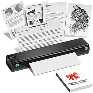 COLORWING Portable Thermal Printer M08F, Portable Wireless Printer for Travel and Home Use Compatible with iOS, Android,PC, Wireless Bluetooth Printers Support 8.5" X 11" US Letter Thermal Paper