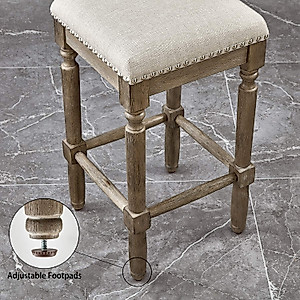 Ball & Cast Counter Height Barstool Upholstered Counter Stool Weathered Oak Finish 2-Pack 26" H