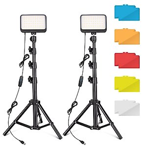 Torjim LED Video Lighting Kit, 2PCS Photography Lighting with Adjustable Tripod Stand & 5 Color Filters for Photo/Conference Lighting/Live Streaming/Vlogging/Video Recording/TikTok