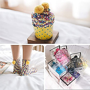 Yawcorp Stocking Stuffers for Women, Cozy Socks Fuzzy Socks for Women, Christmas Gifts Cupcake Socks Birthday Gifts for Mom Sister Wife, 3 Pairs (Blue, Pink, Yellow), One Size