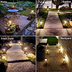 Gorrzai Solar Pathway Lights 8 Pack LED Waterproof Solar Outdoor Lights, Upgraded Stainless Steel Driveway Lighting with Tungsten Filament Bulb for Yard, Landscape, Garden, Walkway, Lawn, Path