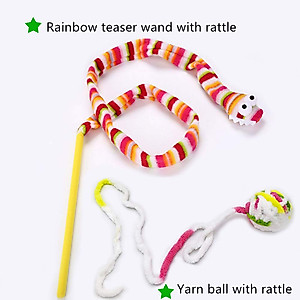 PETFAVORITES 24 Cat Toys Kitten Catnip Toys Variety Pack - 3 Way Tunnel, Interactive Wand, Fish, Mouse, Crinkle Balls, Kitty Chew Toys, Feather - Deluxe Toy Set for Christmas Birthday, Color Random