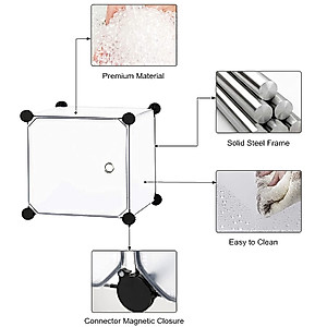 BASTUO Cube Storage Organizer with Doors, Stackable Plastic Cube Storage with Door for Livingroom, Bedroom and Office (16 Cubes,White)