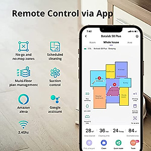 + 360 S8 Plus Robot Vacuum Cleaner and Mop Combo with Self-Emptying Dock, Botslab LIDAR Navigation Smart Mapping Robot, 2700Pa Suction, Work with Alexa, Ideal for Pet Hair, Carpet and Hard Floor