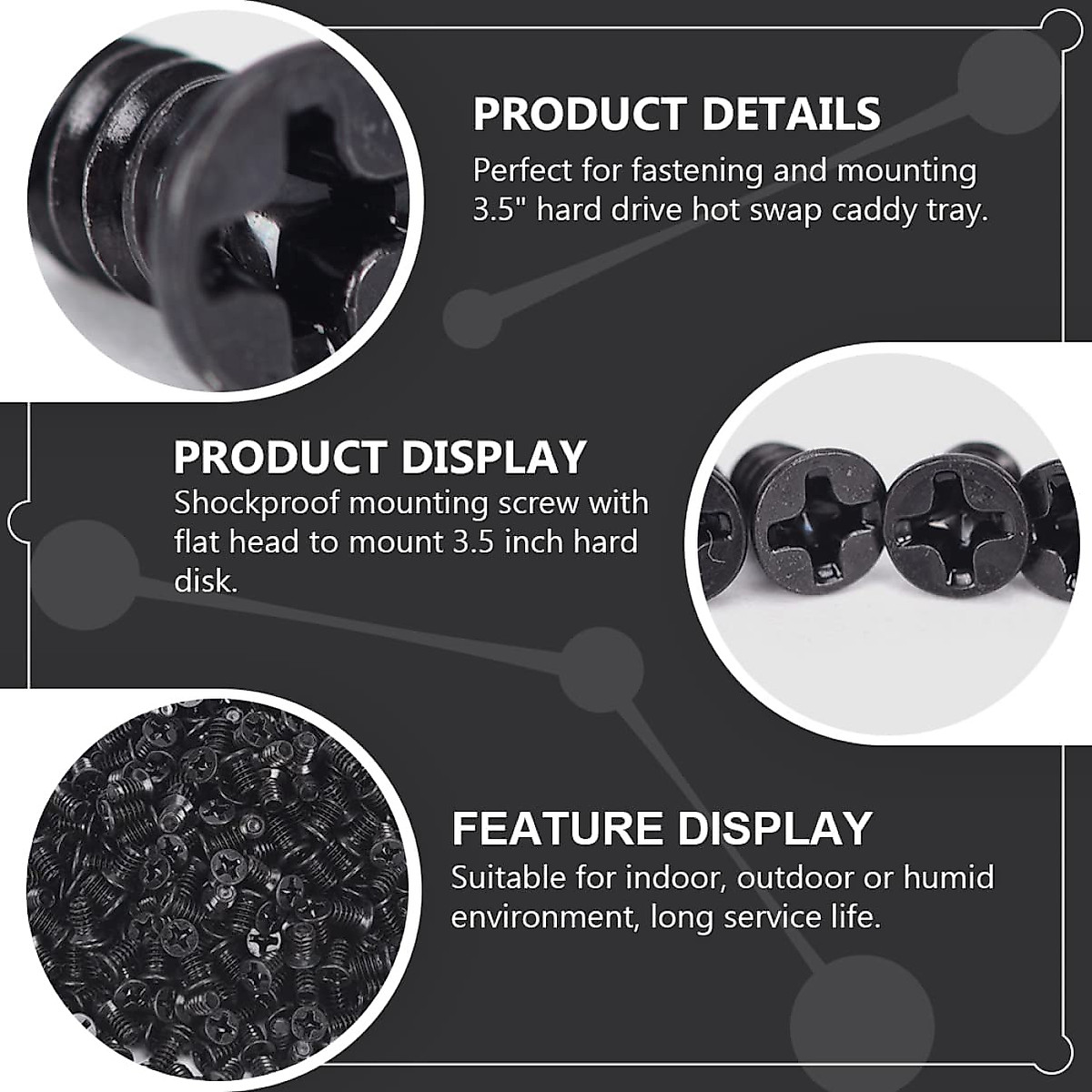 KOMBIUDA 300 PCS Flat Head Screw Hard Disk Tray Computer Computer Supply Chassis Screw for Hard Drive Black Nickel Accessories 3. 5- inch HDD Screw Short Hair Various Screw hot swap