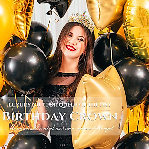 TOBATOBA Rhinestone Gold Crown for Women Gold Tiara Birthday Queen Crown Wedding Tiara for Women Crystal Tiaras and Crowns Royal Princess Quinceanera Headpiece for Prom Pageant Bride Halloween Cosplay