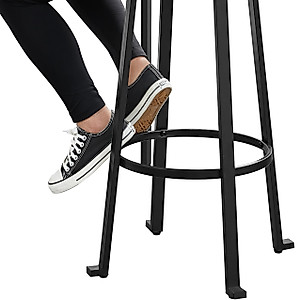Yaheetech 24 inch Bar Stools Set of 2 Counter Height Stools Industrial Tall Bar Chair Round Backless Counter Stools with Metal Legs & Footrest for Dining Room/Living Room/Kitchen Counter Rustic Brown