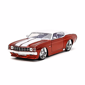 Big Time Muscle 1:24 1971 Chevy Chevelle Die-Cast Car, Toys for Kids and Adults(Red/White)