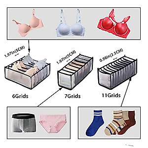 HSLFUAI 6PCS Clothing Organizers | Drawer Organizer Clothes Transparent Mesh Drawer Clothes Storage, Clothes Storage Drawers (6PCS Jeans+Thirts+Bra+Underware+Socks) Clothes Organizer Shirt Organizer