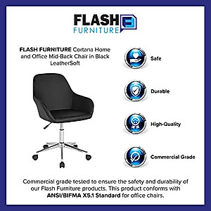 Flash Furniture Cortana Home and Office Mid-Back Chair in Black LeatherSoft