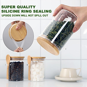 Sugar Jar Bath Salt Container – 17 oz Glass Jar with Bamboo Lid and Spoon, Sugar Cube Holder and Canister for Countertop, Glass Containers for Coffee Beans, Tea and Overnight Oats (4 Pack)